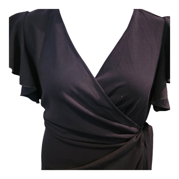 Oten | Dresses | Nwt Oten Navy Deep V Neck Ruffle Sleeve Sheath Faux ...